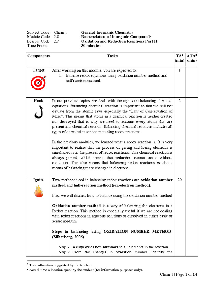 LG 2.7 Oxidation and Reduction Reactions Part II | PDF | Redox ...