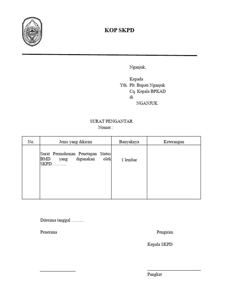 Surat Usulan Penetapan Status Penggunaan SKPD | PDF
