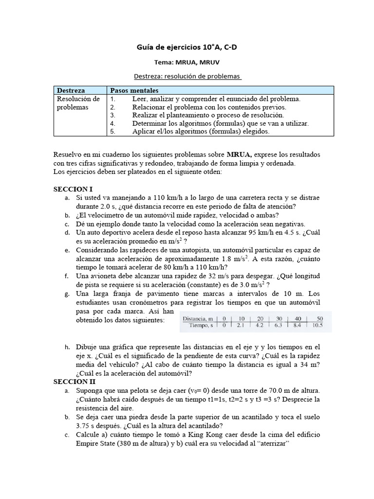 Guia - MRUA - 10-1684377857632 (3) ÑLLLLL | PDF | Aceleración