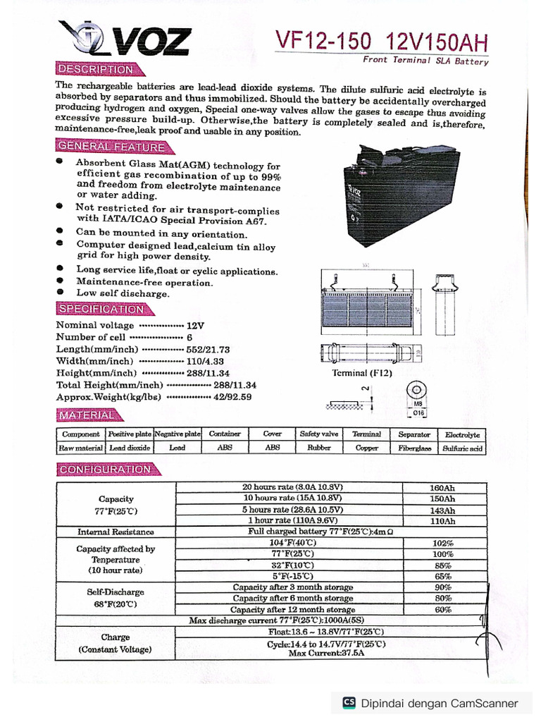 12V 150ah Front Terminal | PDF