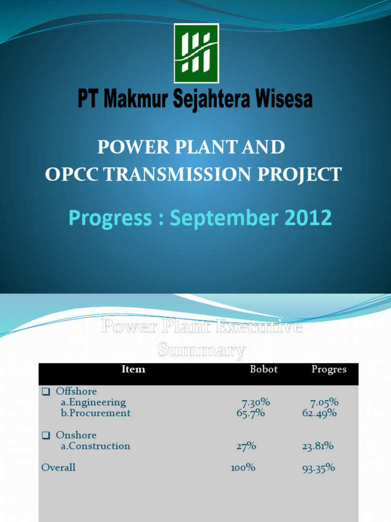 OPCC Power Transmission Line Progress Sept 2012 | PDF | Electrical Substation | Electric Power
