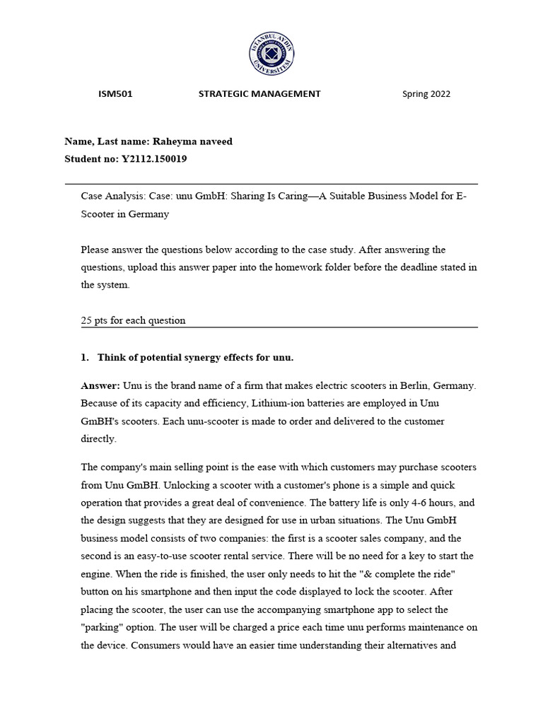 Case Study Strategic Raheyma | PDF | Strategic Management | Smartphone