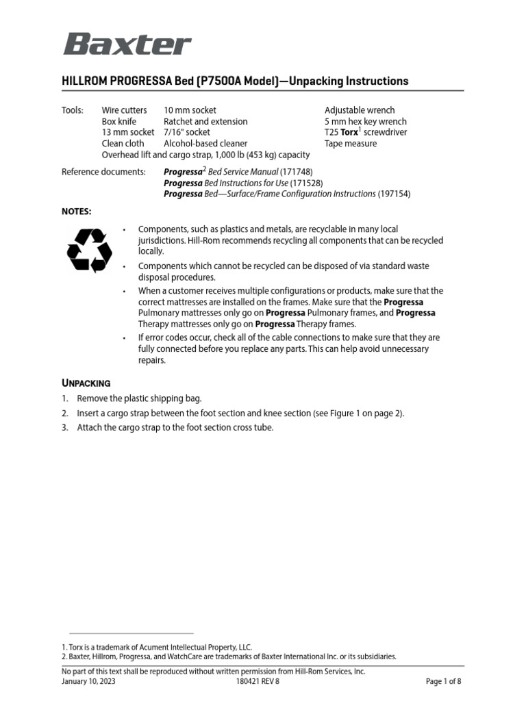 Progressa Bed Unpacking Guide | PDF | Manufactured Goods | Equipment