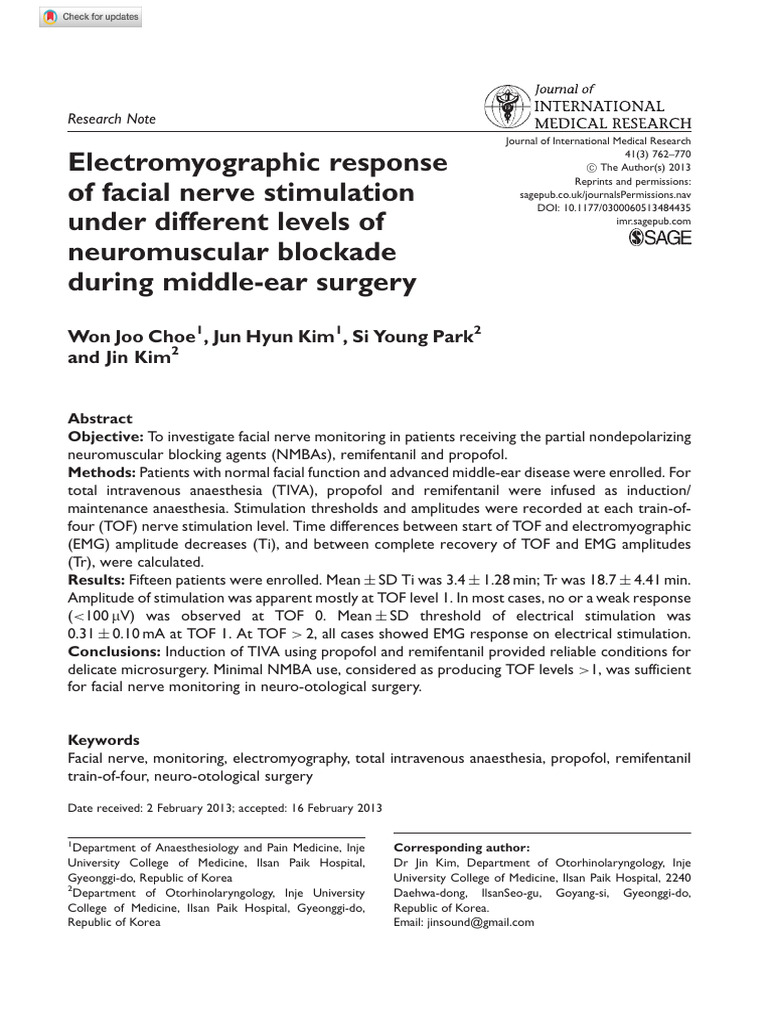 EMG Response of Facial Nerve Stimulation Under Different Levels | PDF ...