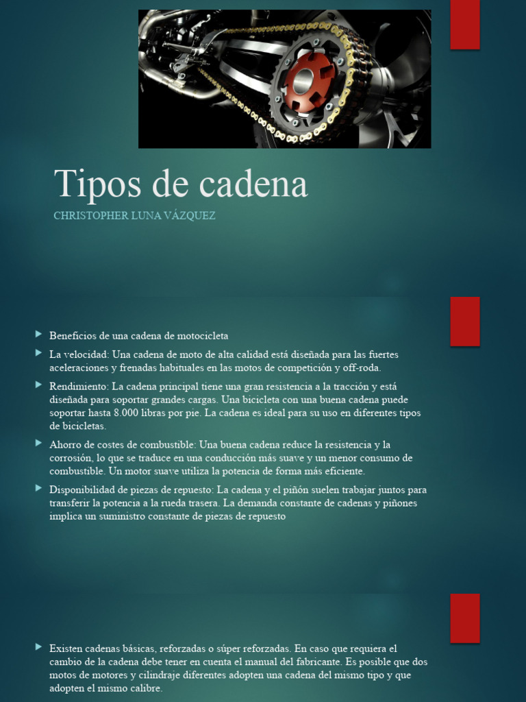 Tipos de Cadena | PDF | Motocicleta | Vehículos de ruedas