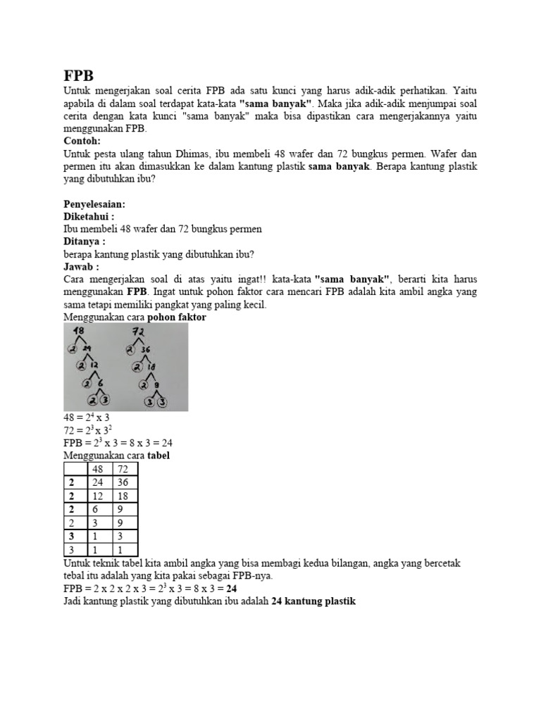 Contoh Soal FPB & KPK | PDF