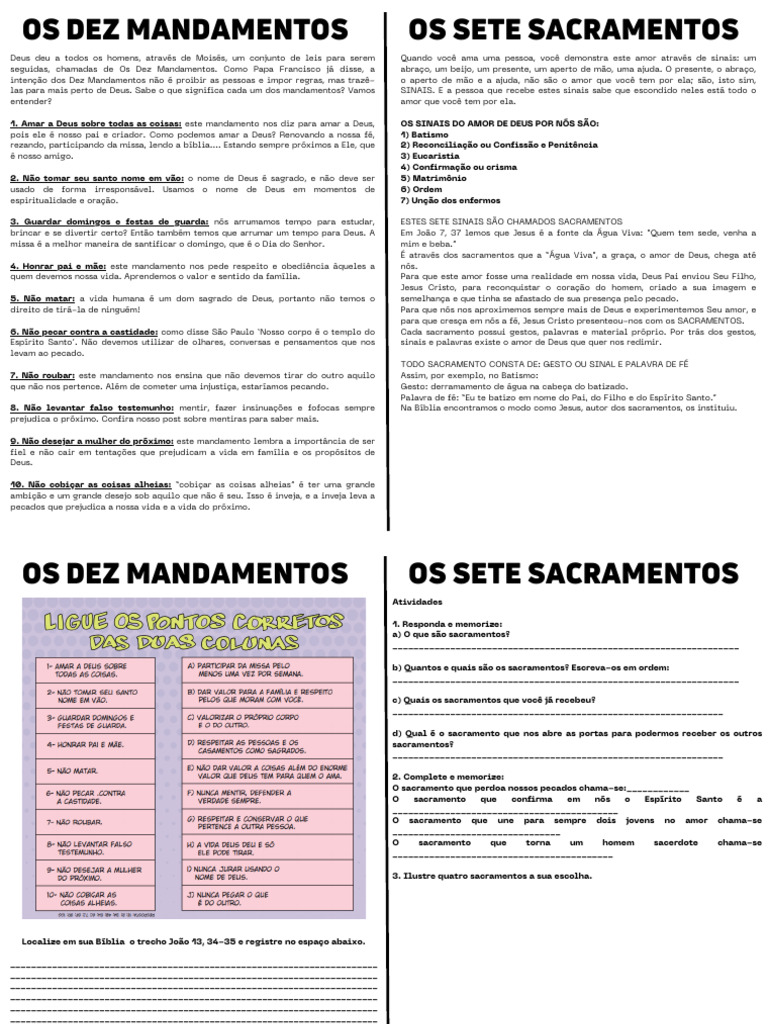 Entendendo os Dez Mandamentos e Sacramentos | PDF | Amor | Pecado