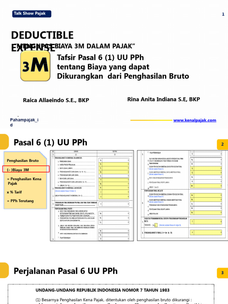 Slide Presentasi PahamPajak - Id - 3M - Tafsir Pasal 6 (1) UU PPH | PDF