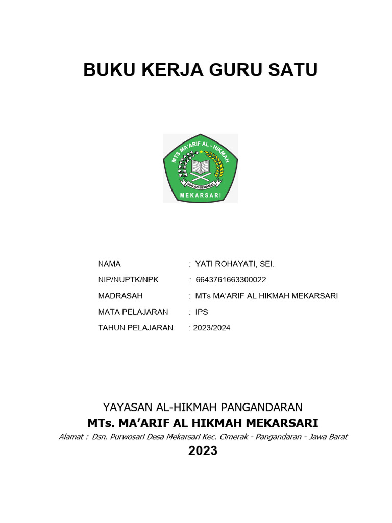 Buku Kerja Guru 1 SAMPAI 4 | PDF