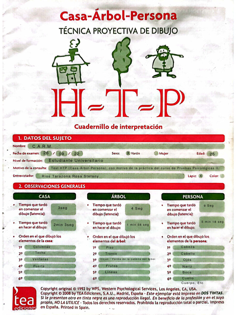 Cuadernillo de Interpretación de Test HTP | PDF