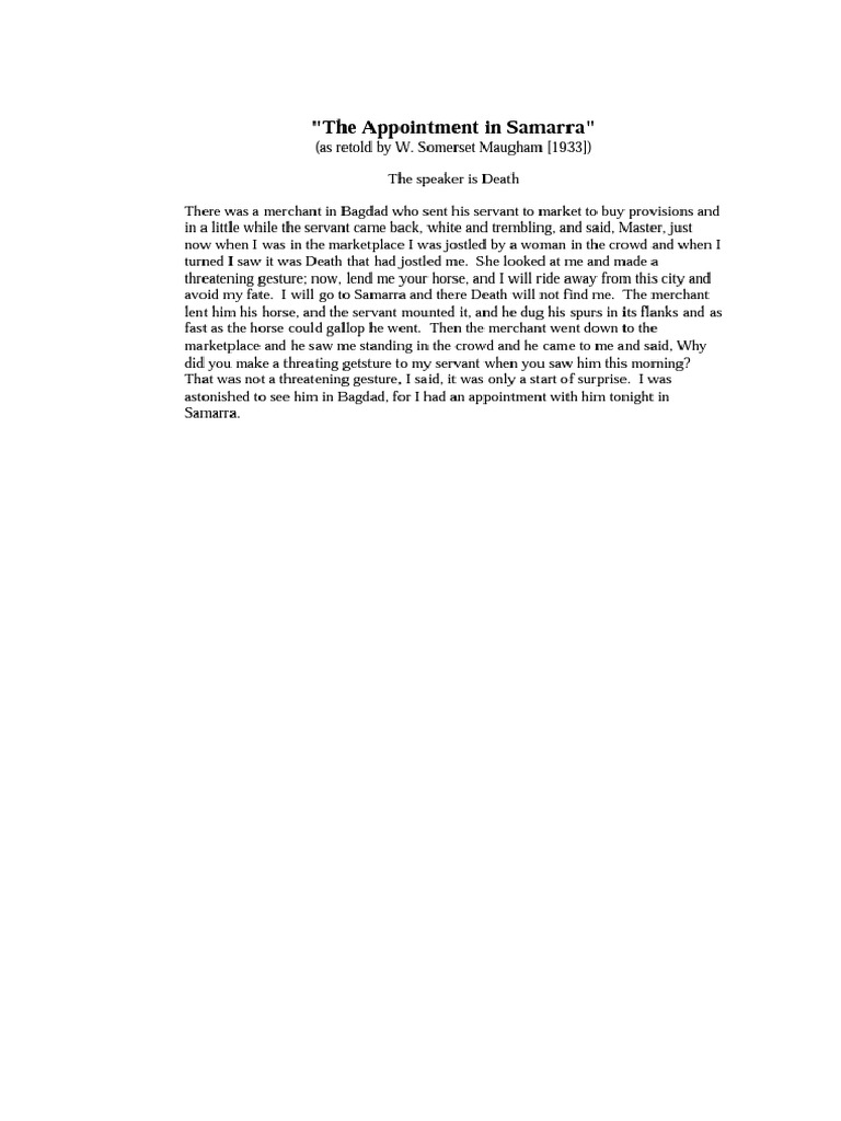 The Appointment in Samarra | PDF