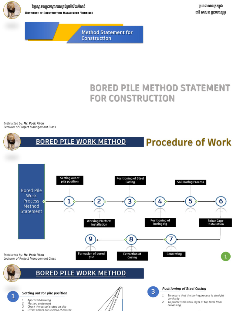 02. Bored Pile Method Statement for Construction | PDF | Deep ...