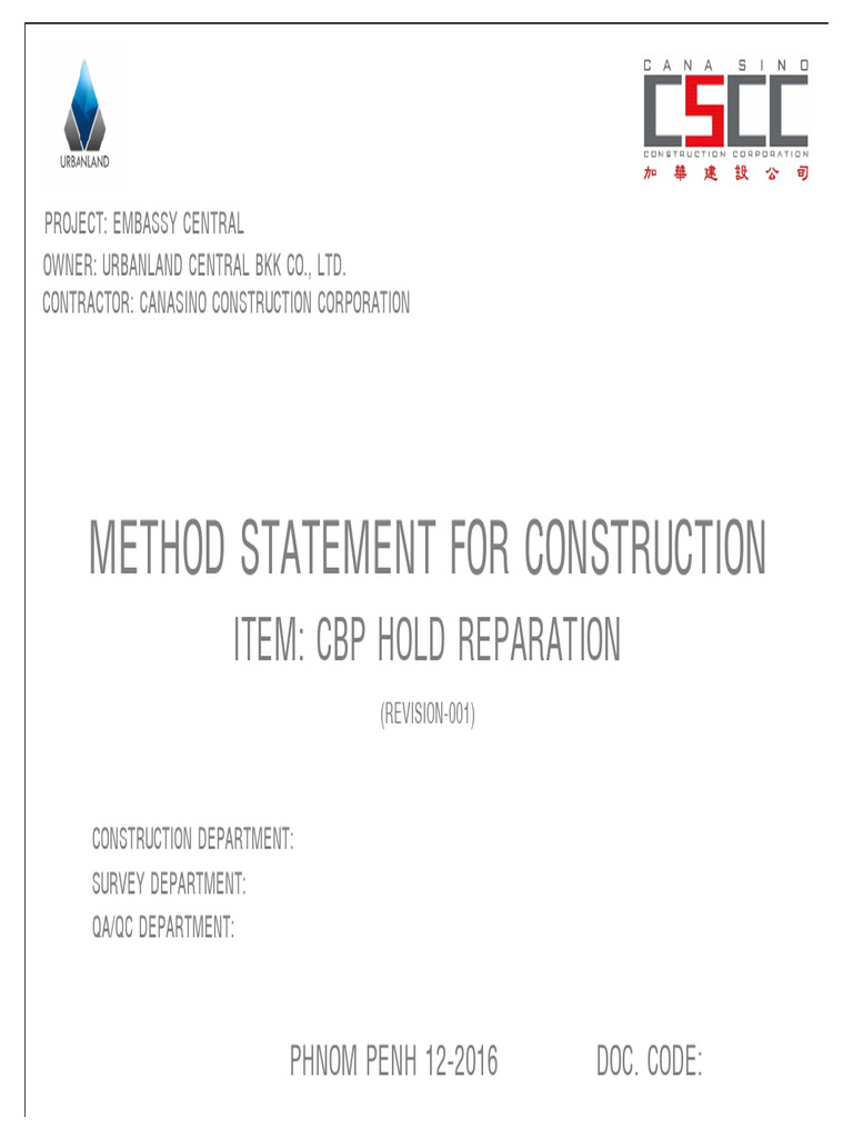 CBP Hold Reparation Method Statement | PDF