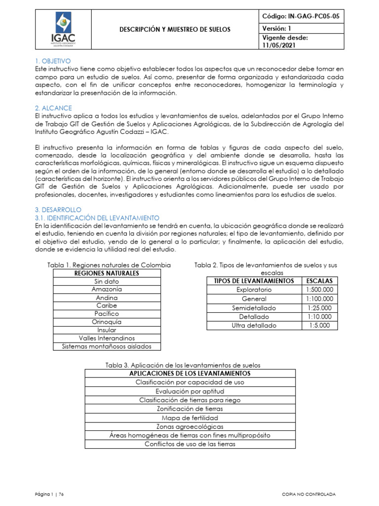 Descripcion y Muestreo de Suelos | PDF | Roca clástica | Roca (geología)
