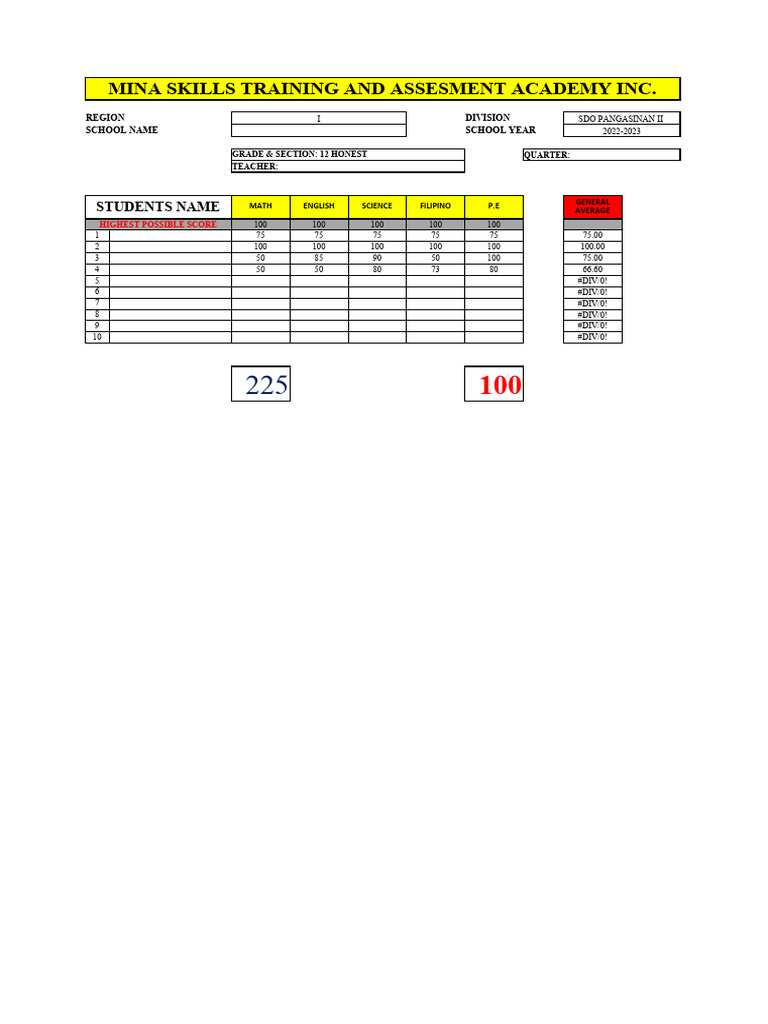 Mina Skills Academy Grade 12 Assessment | PDF