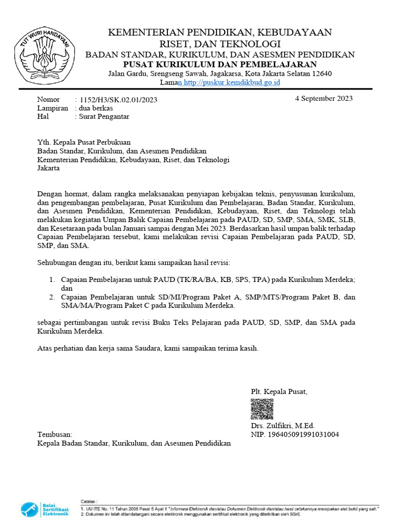 1152 - ACC - Surat Pengantar Ke Pusbuk Tentang CP | PDF