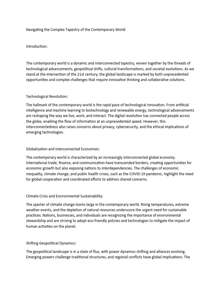 Navigating The Complex Tapestry of The Contemporary World | PDF