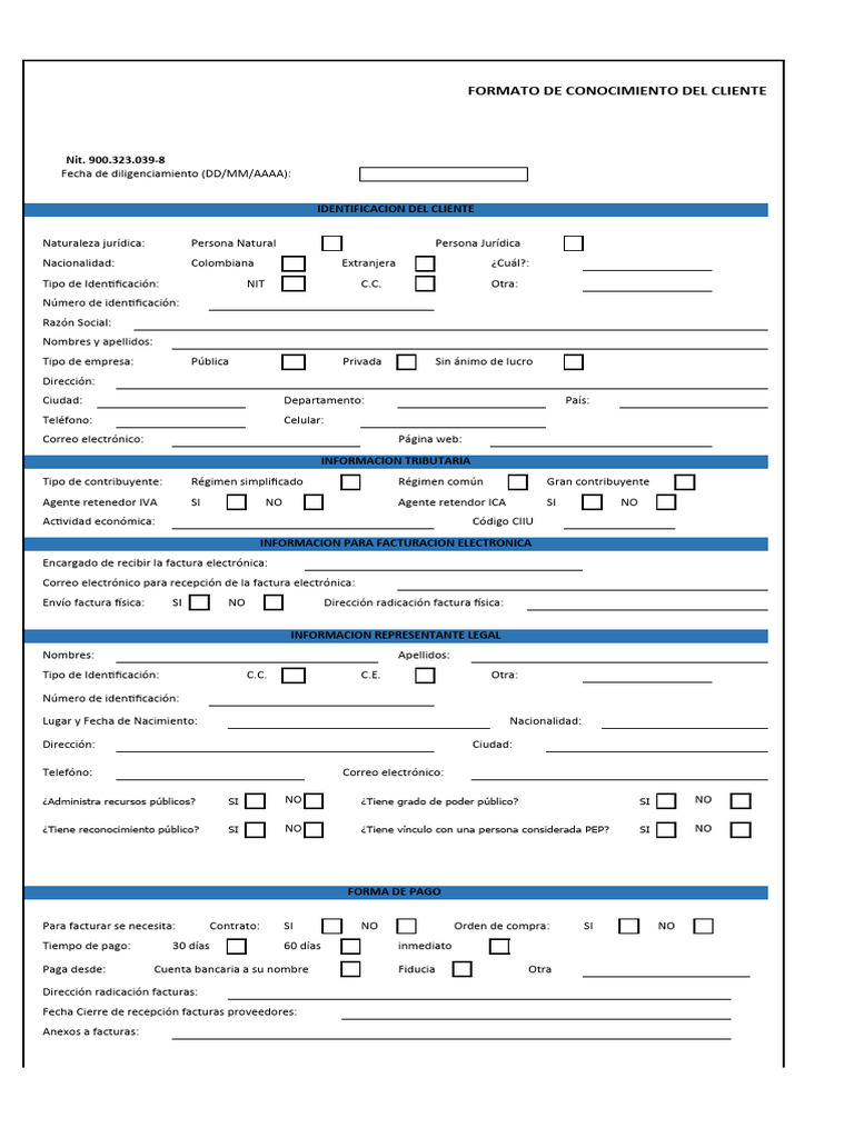 Formulario Conocimiento Del Cliente | PDF | Finanzas y dinero ...