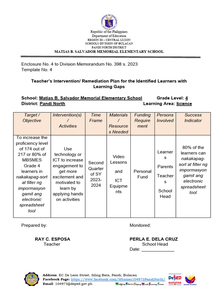 Epp Diagnostic Template 4 - Intervention Plan | PDF | Human ...