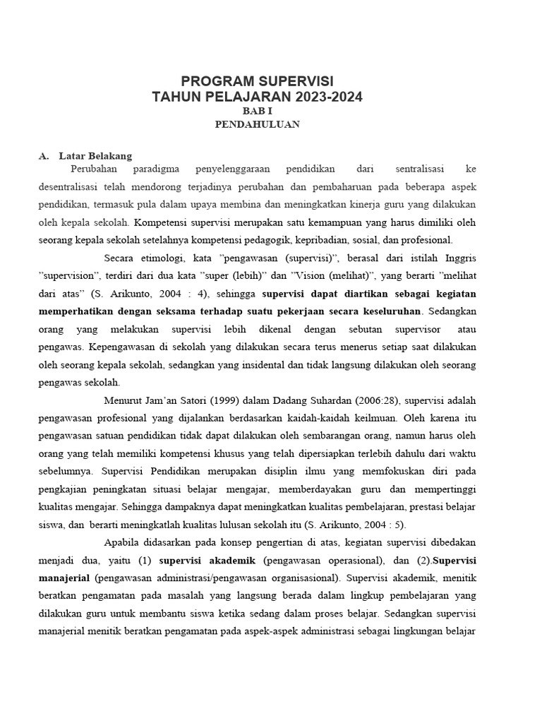 Program Supervisi - 2023-2024 | PDF