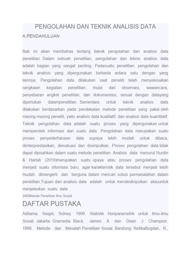 Pengolahan Dan Teknik Analisis Data | PDF Pengolahan Dan Teknik Analisis Data | PDF