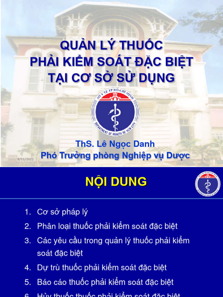 Ds. Danh - Quan Ly Thuoc Phai KSDB Tai Co So Su Dung (11.8.2022) | PDF