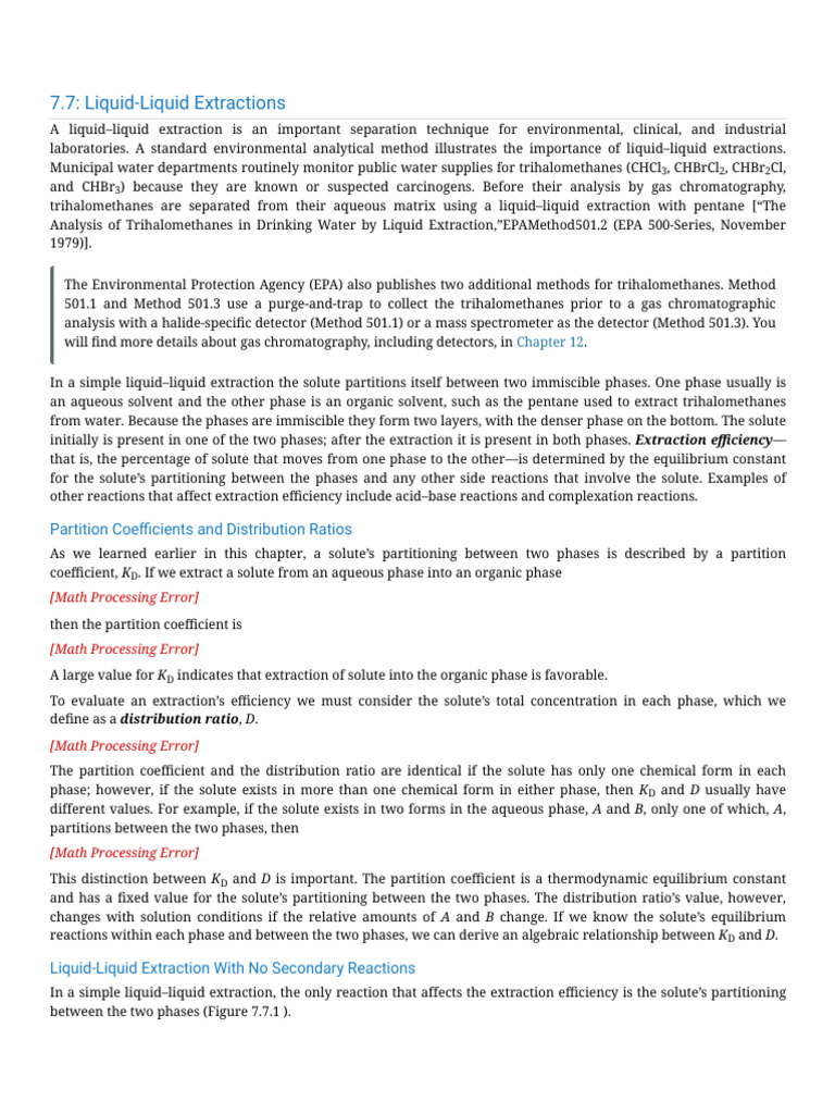 7.7 - Liquid-Liquid Extractions - Chemistry LibreTexts | PDF | Ph ...