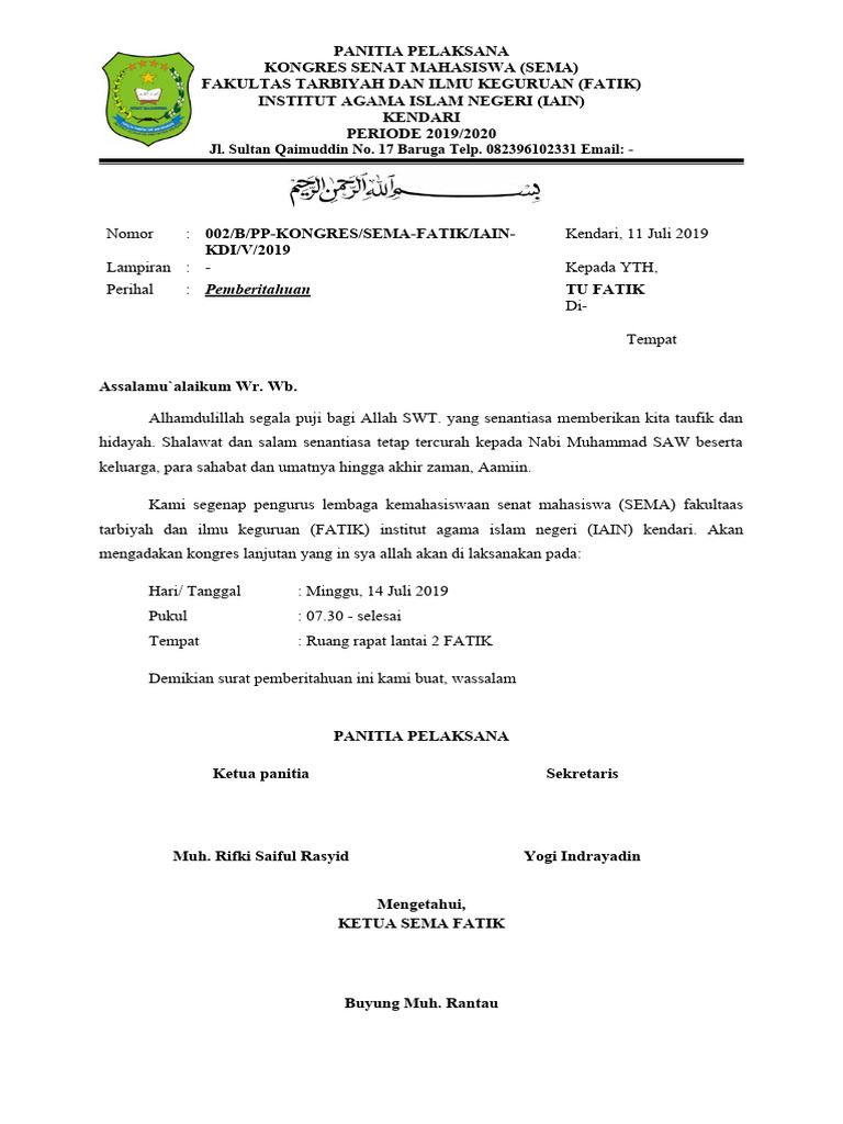 Surat Pemberitahuan | PDF