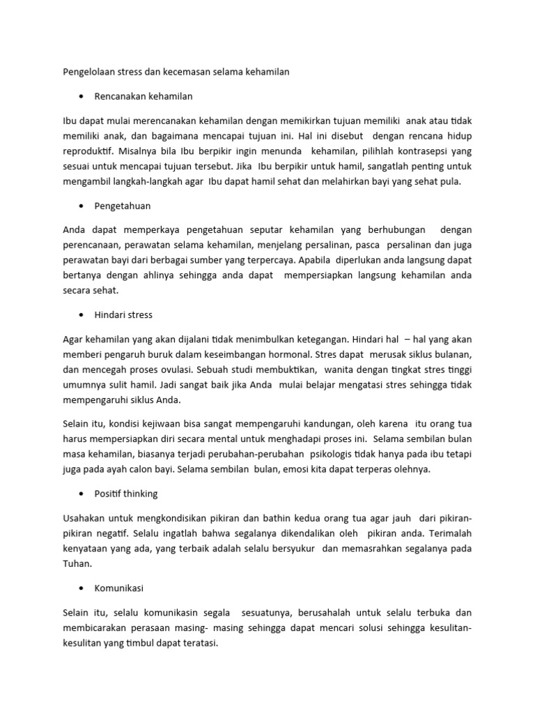 Materi Pengelolaan Stress Dan Kecemasan Selama Kehamilan | PDF | Gaya Hidup