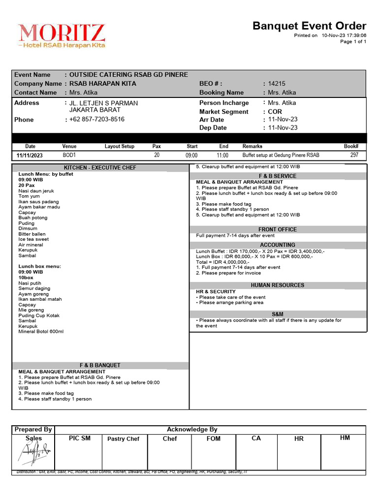 Beo Buffet Rsab 11 Nov | PDF | Cuisine | Cooking