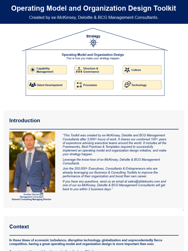 Operating Model and Organization Design Toolkit - Overview 2 | PDF ...