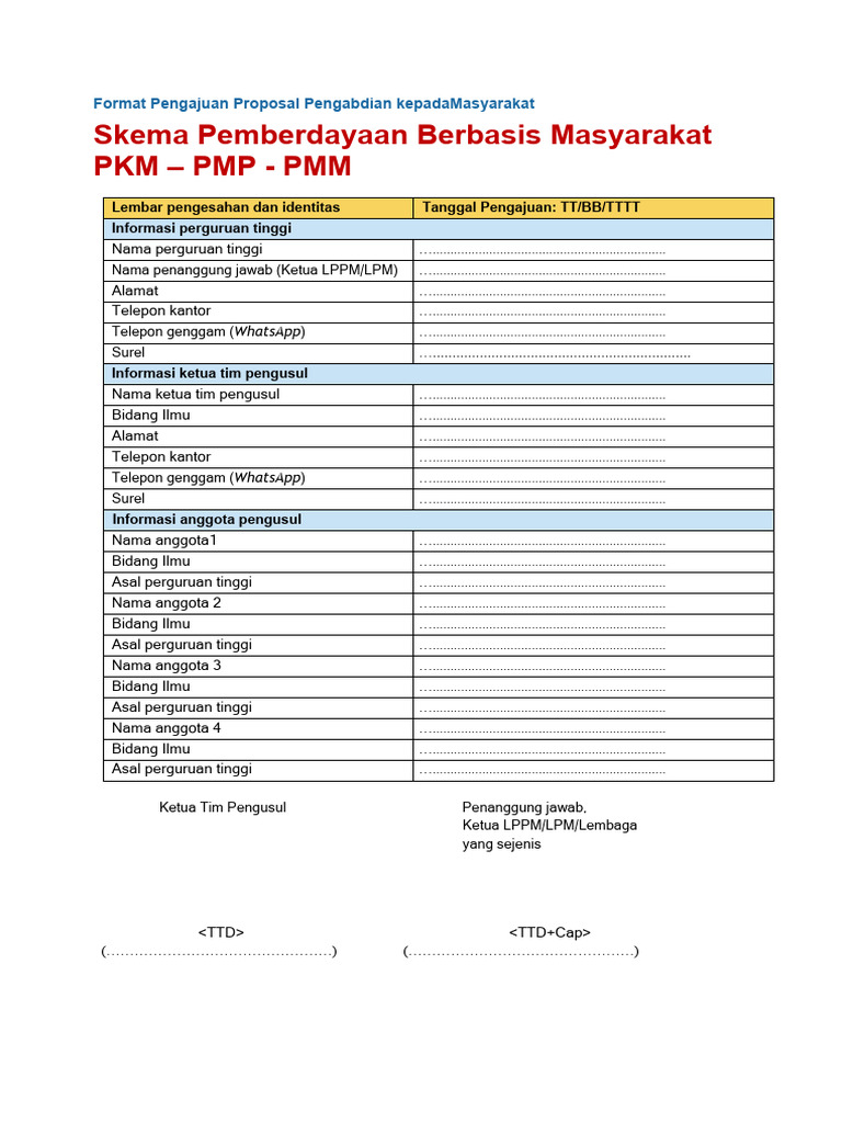 Format Pengajuan Proposal Pengabdian Kepada Masyarakat | PDF