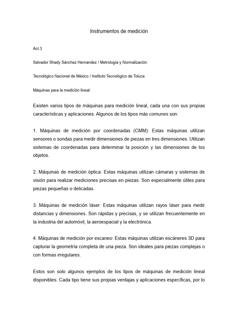 Maquinas de Medición Lineal | PDF