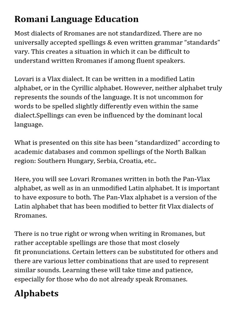 Romani Language Education (Lovari) | PDF | Grammatical Gender | Plural