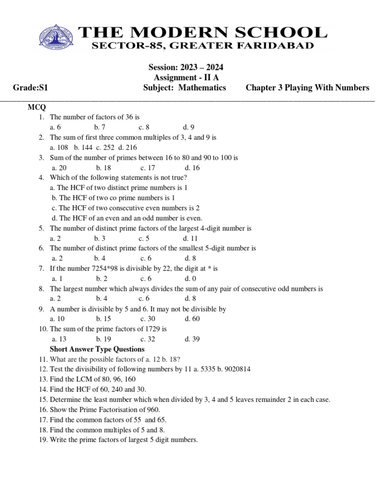 s1 Chapter 3 | Download Free PDF | Prime Number | Numbers