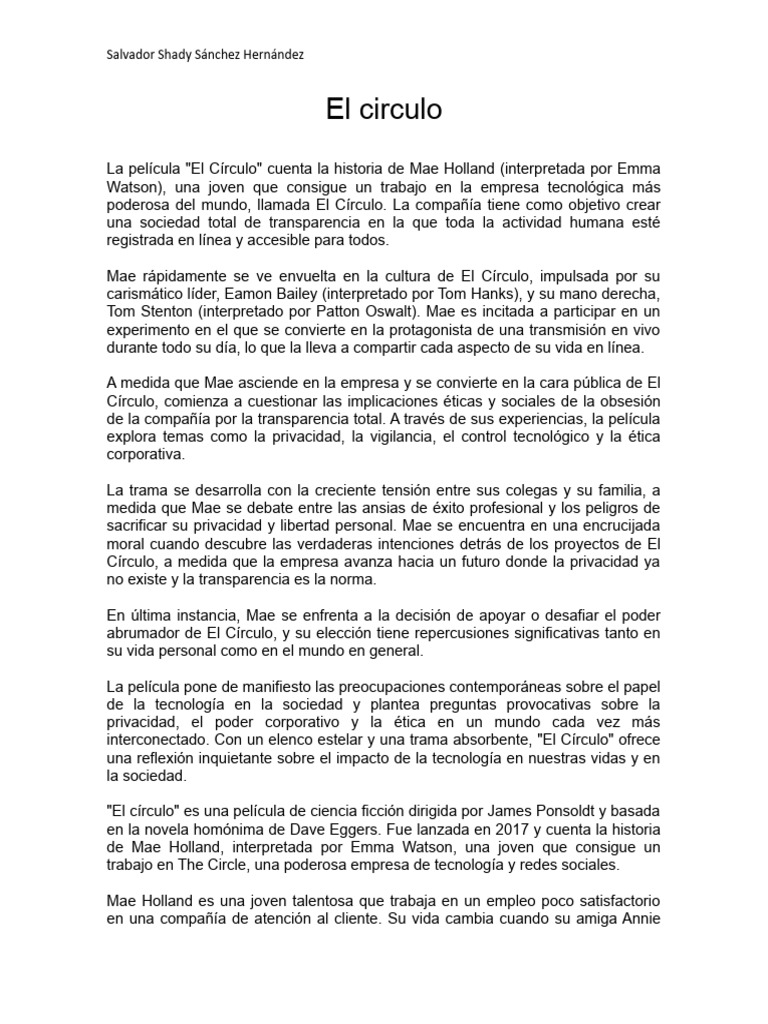 Resumen “El Circulo” | PDF | Sociedad | Business