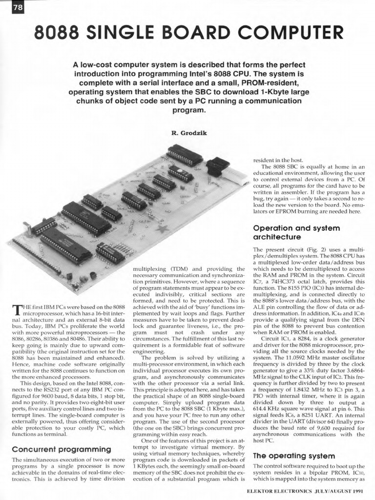 8088 Single Board Computer Pdf Central Processing Unit Computer Engineering