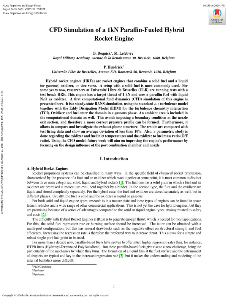 CFD Simulation of A 1kN Paraffin-Fueled Hybrid Rocket Engine | PDF | Rocket Engine ...