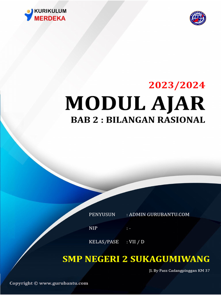 Modul Ajar Matematika Kls 7 Sem 1 - Bab II | PDF