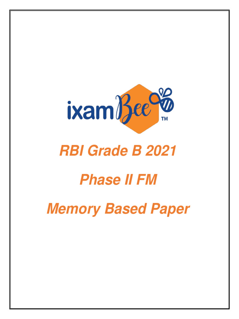 RBI Grade B 2021 Phase II Finance and Management Memory Based Paper PDF | PDF | Reserve Bank Of ...