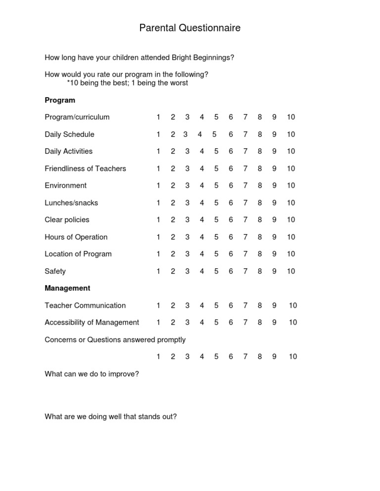 Family Questionnaire, Final | PDF
