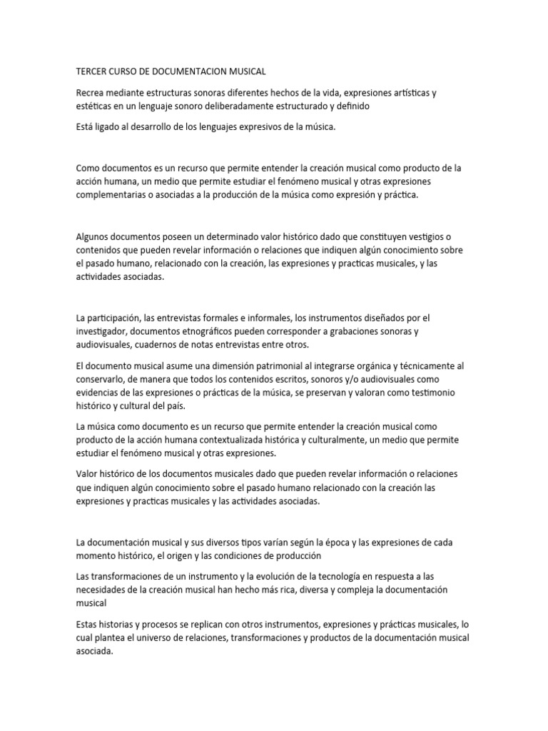 Tercer Curso de Documentacion Musical | PDF Tercer Curso de Documentacion Musical | PDF