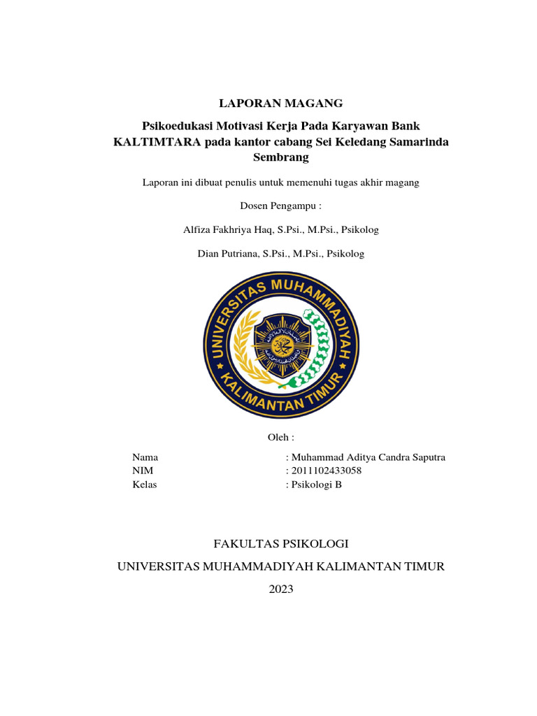 Cover Laporan Magang | PDF