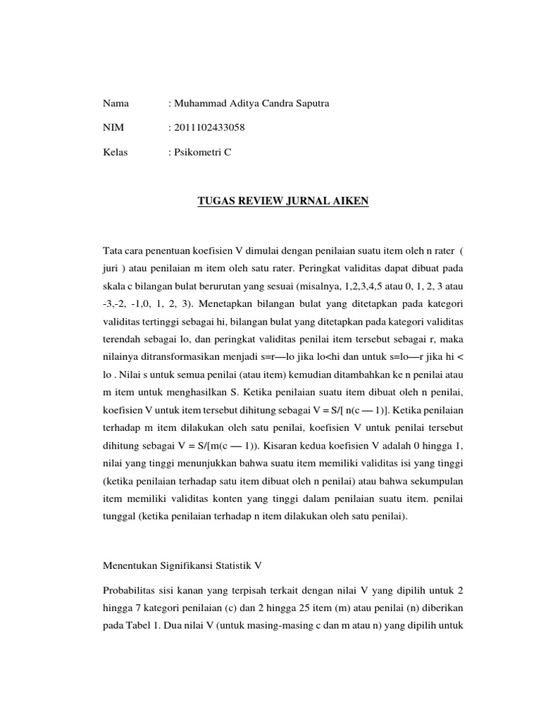 Muhammad Aditya Candra Saputra - Kelas C - Tugas Pekan 5 Psikometri | PDF