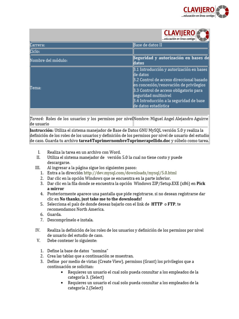 Tarea 4miguel Alejandro | PDF | Mi sql | SQL