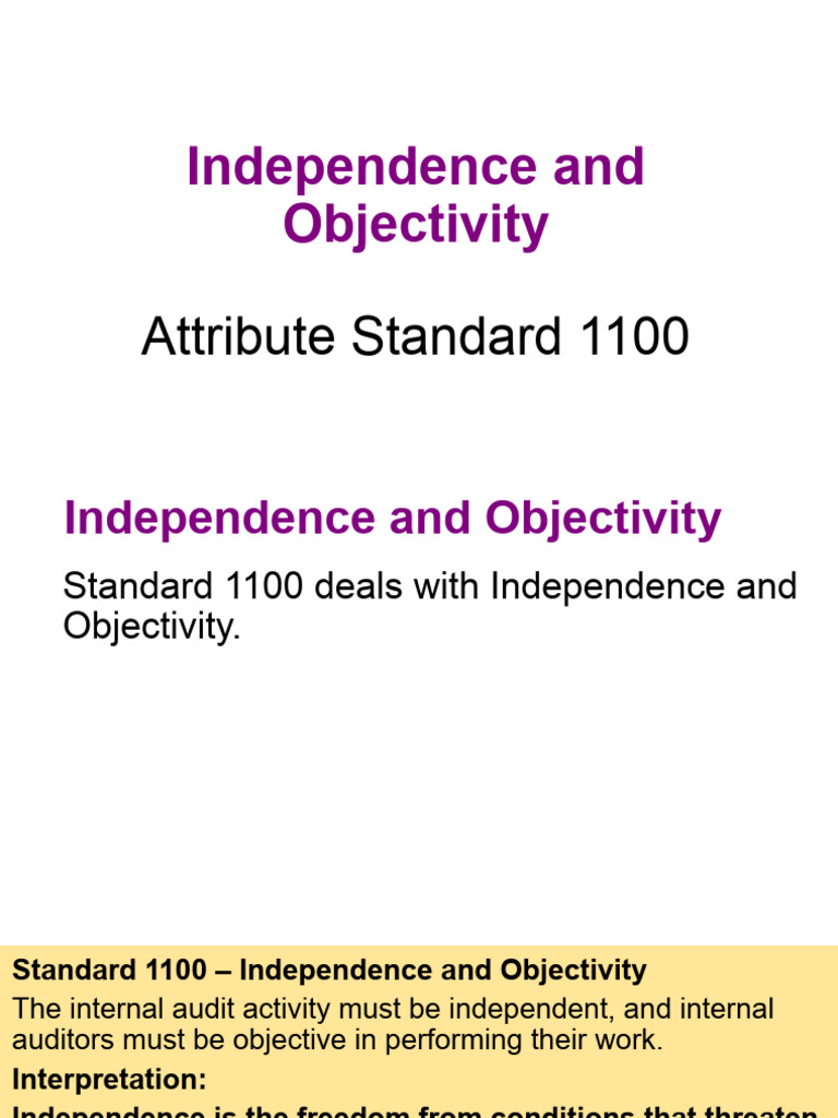 CIA P1 SII Independence and Objectivity | Download Free PDF | Internal ...