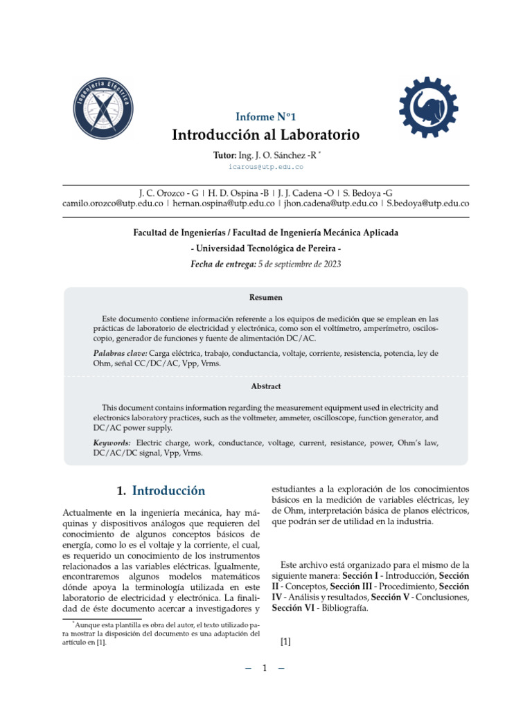 Formato Informes IEEE LabEE | PDF | Corriente eléctrica | voltaje