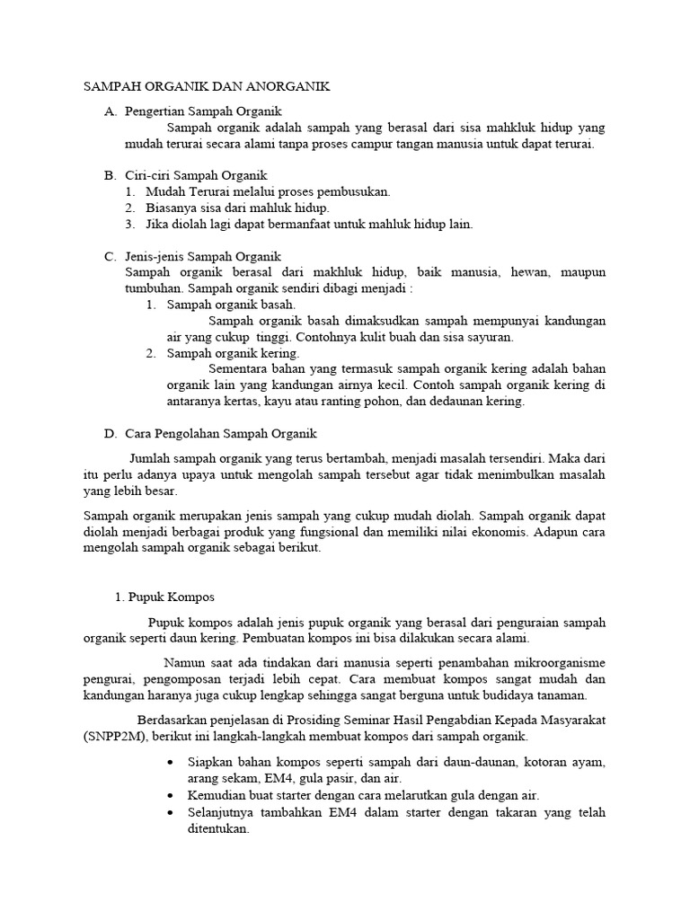 Sampah Organik Dan Anorganik | PDF