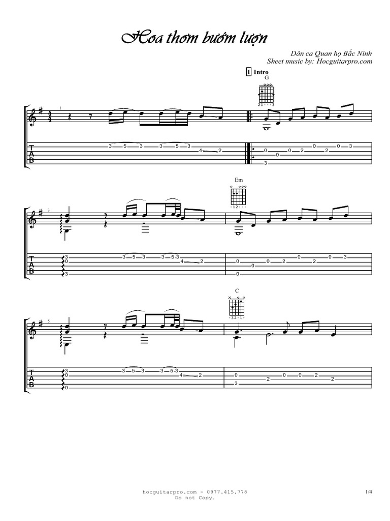 Hoa Thom Buom Luon - Fingerstyle | PDF