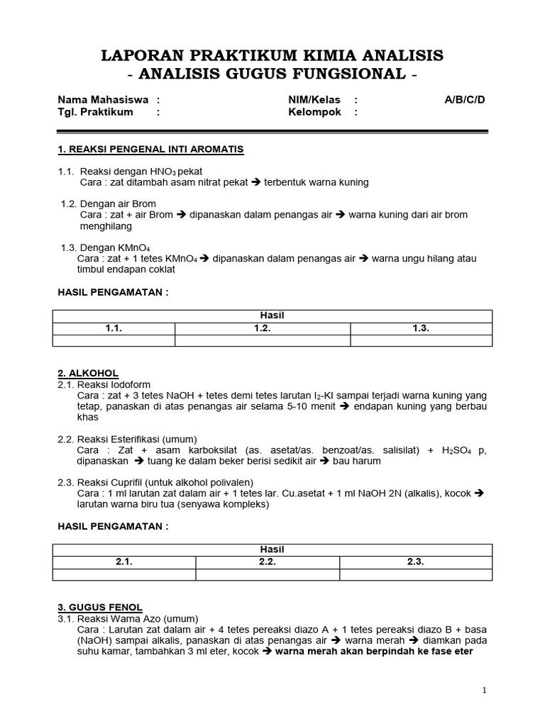 Praktikum Kimia: Analisis Gugus Fungsional | PDF | Sains & Matematika